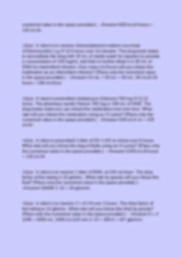Nursing Dosage Calculation Test: 1/50 Questions and Answers (A+ ...