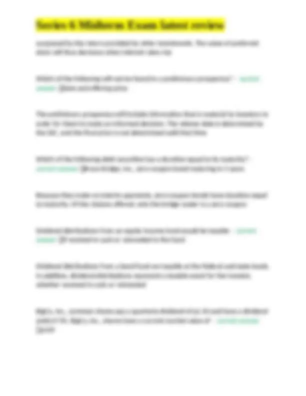 Series 6 Midterm Exam Review: Multiple Choice Questions and Answers | Exercises Investment ...