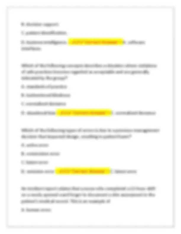 CPPS IHI Practice Exam: Patient Safety Questions & Answers | Quizzes Nursing | Docsity