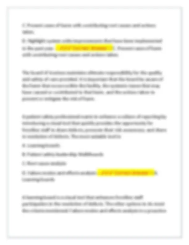 CPPS IHI Practice Exam: Patient Safety Questions & Answers | Quizzes Nursing | Docsity