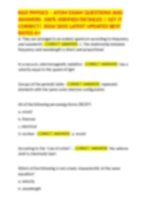 Atomic Physics Exam Questions and Answers | Exams Physics | Docsity