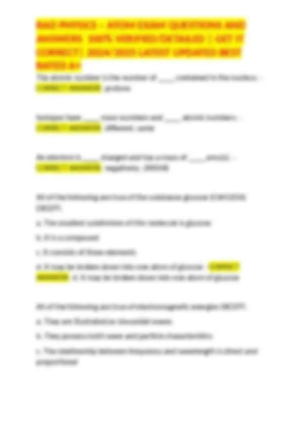 Atomic Physics Exam Questions and Answers | Exams Physics | Docsity