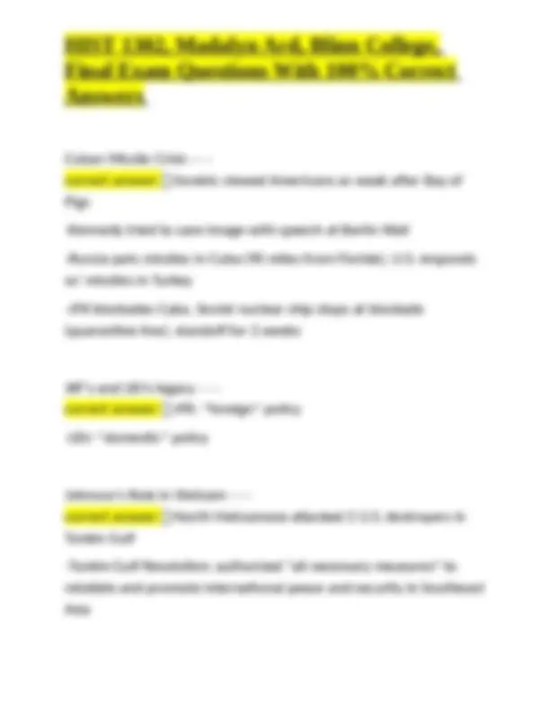 HIST 1302 Final Exam Questions and Answers: US History from 1945 to ...