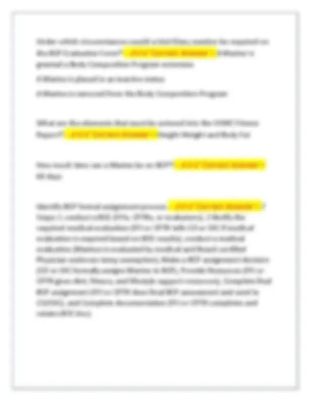 USMC Body Composition Program (BCMAP) Exam Questions and Answers ...