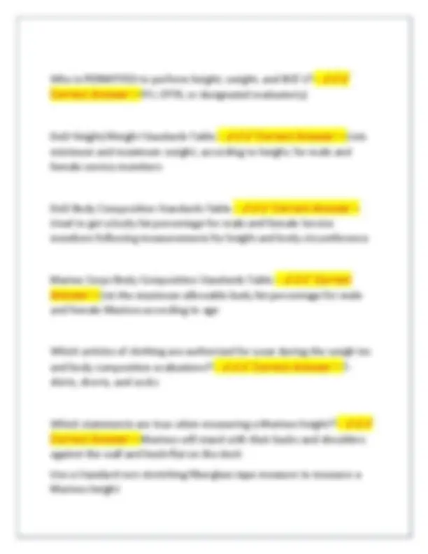 USMC Body Composition Program (BCMAP) Exam Questions and Answers ...