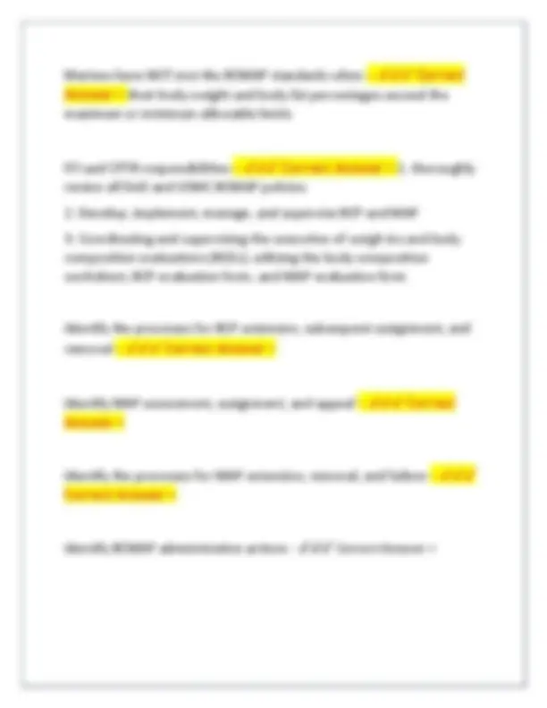 USMC Body Composition Program (BCMAP) Exam Questions and Answers ...