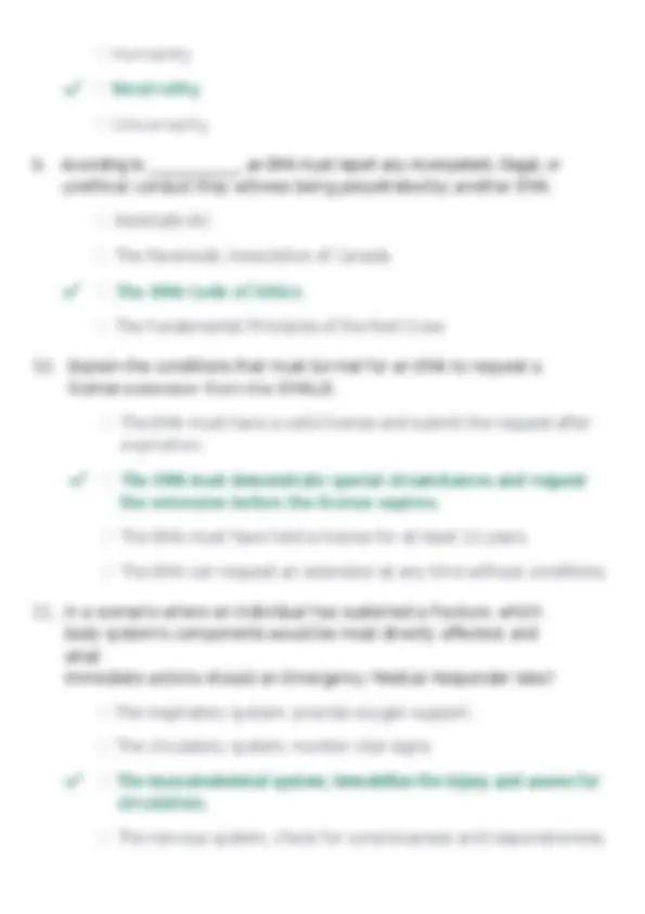 EMR Licensing and Protocols: Canadian Red Cross Actual Exam 2025 ...