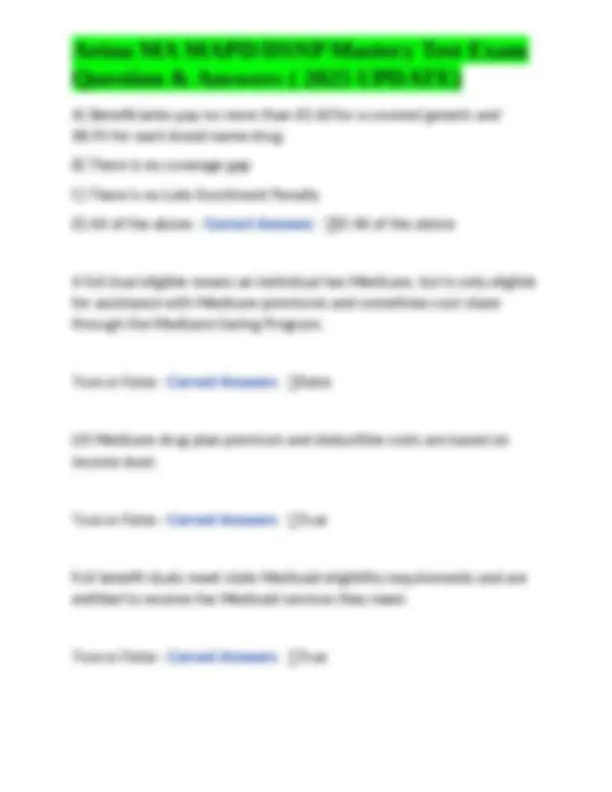 Aetna MA MAPD/DSNP Mastery Test Exam: Questions and Answers (2025 ...