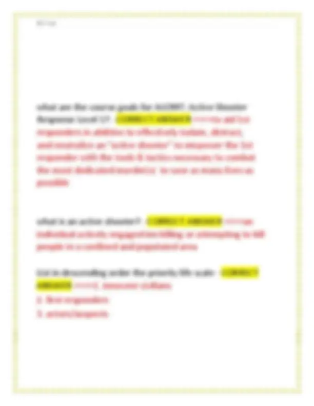 ALERRT Active Shooter Exam: Questions and Answers | Exams Law | Docsity