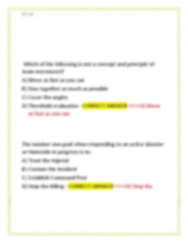 ALERRT Active Shooter Exam: Questions and Answers | Exams Law | Docsity