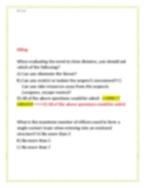 ALERRT Active Shooter Exam: Questions and Answers | Exams Law | Docsity