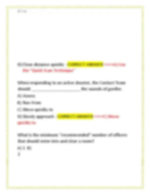 ALERRT Active Shooter Exam: Questions and Answers | Exams Law | Docsity