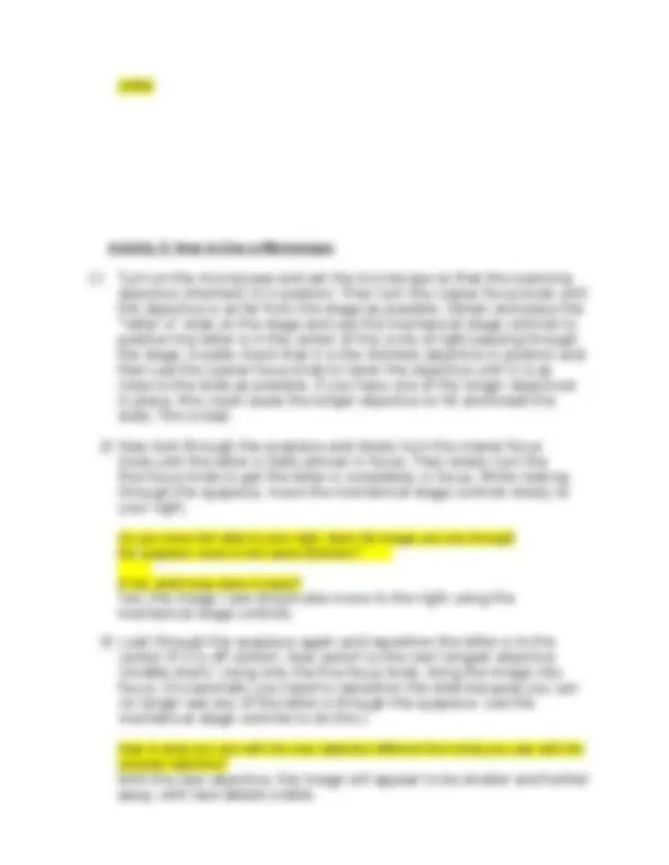 Micro Lab 1: Microscopes and Microscopy Techniques | Exams Biology ...