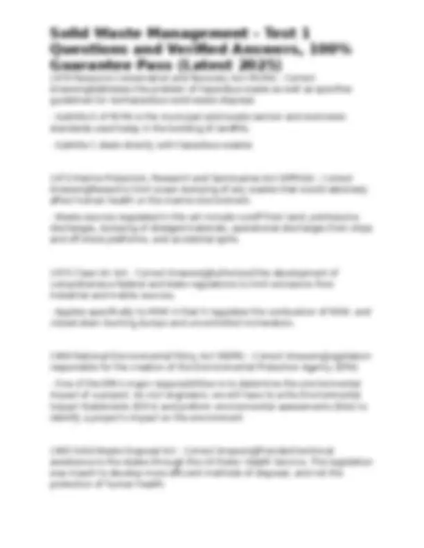 Solid Waste Management Test 1: Questions and Answers | Exams Nursing ...