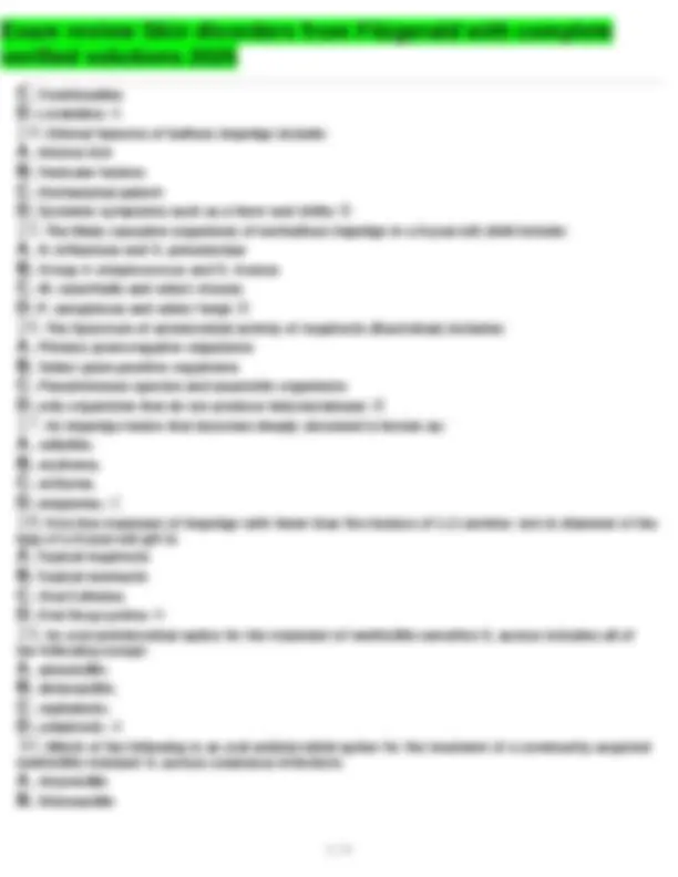 Exam Review: Skin Disorders from Fitzgerald with Complete Verified ...