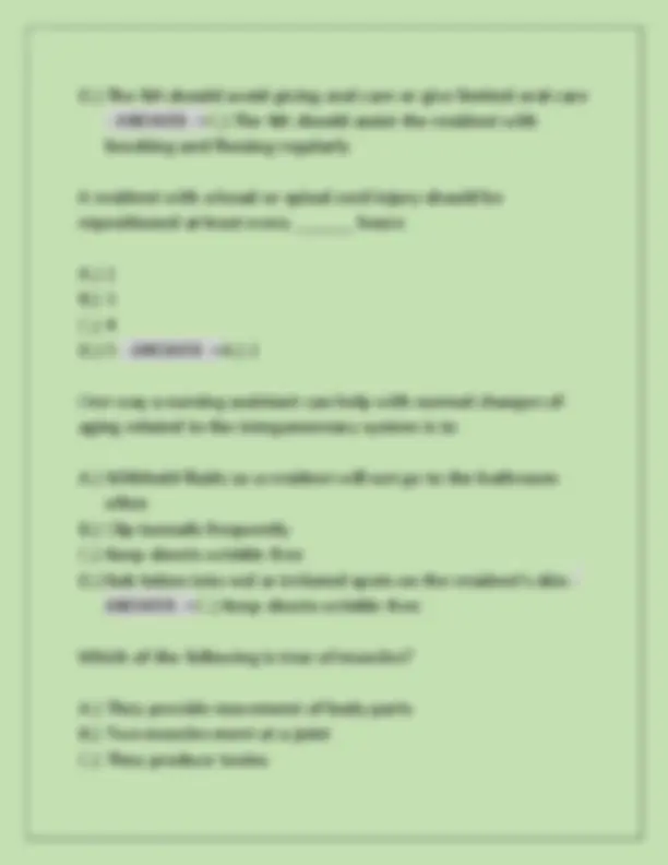 CNA CHAPTER 4 EXAM QUESTIONS WITH COMPLETE SOLUTIONS GUARANTEED PASS. | Exams Nursing | Docsity