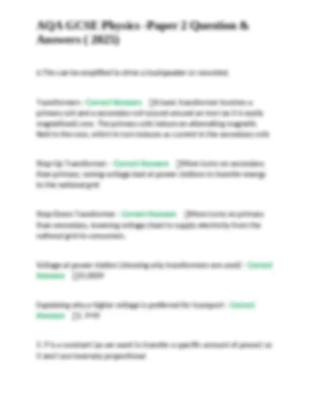 AQA GCSE Physics -Paper 2 Question & Answers ( 2025) | Exams Nursing ...