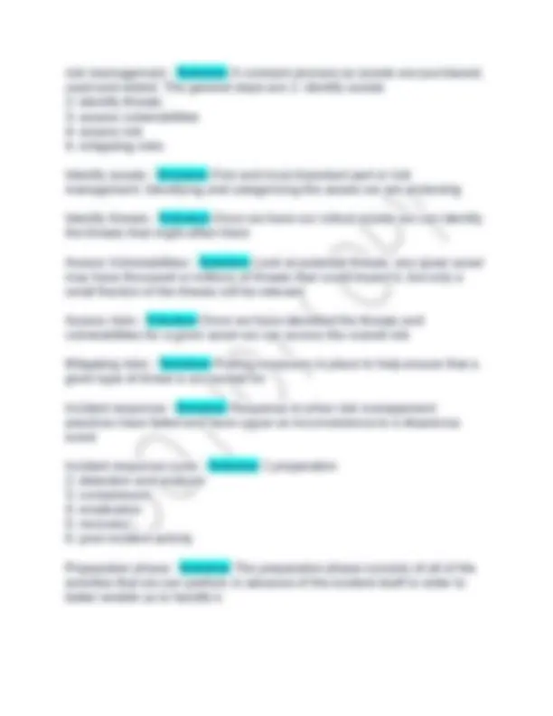 Fundamentals of Information Security: Definitions and Concepts | Exams Computer Science | Docsity