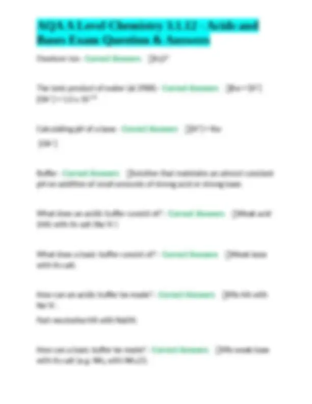 AQA A Level Chemistry 3.1.12 - Acids and Bases Exam Questions & Answers ...