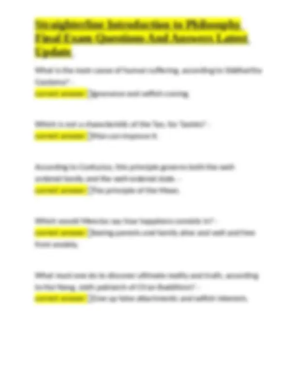 Straighterline Introduction to Philosophy Final Exam Questions and ...