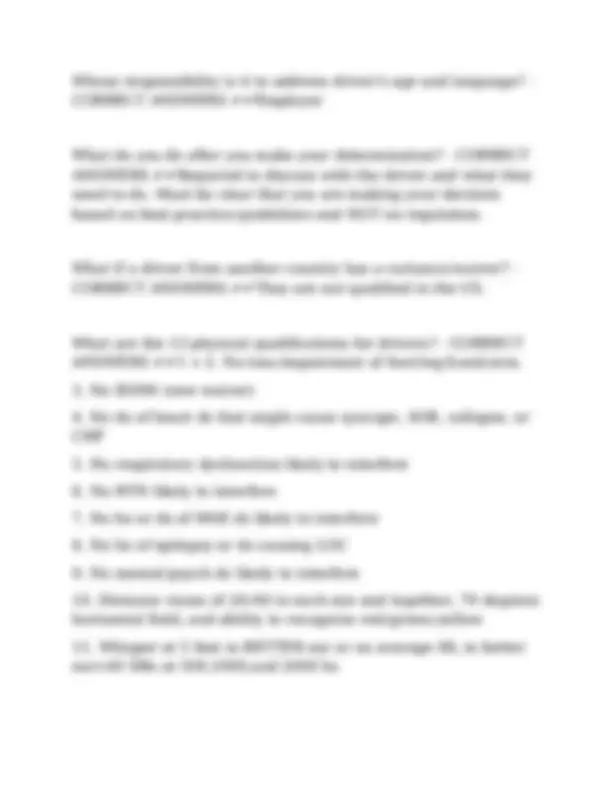 FMCSA DOT Physical Medical Examiner Test with Correct Answers | Exams ...