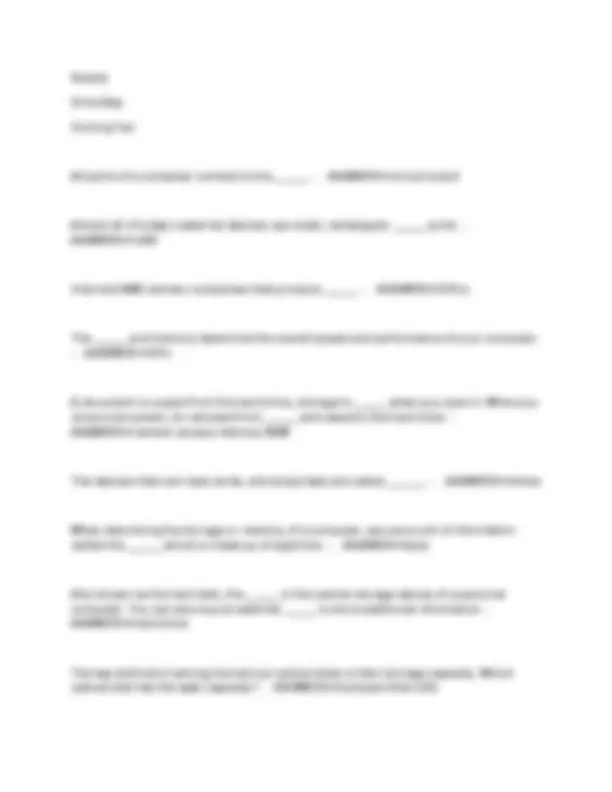 CIS 150 Exam 1-1: Computer Concepts, Hardware & Software | Exams Advanced Education | Docsity