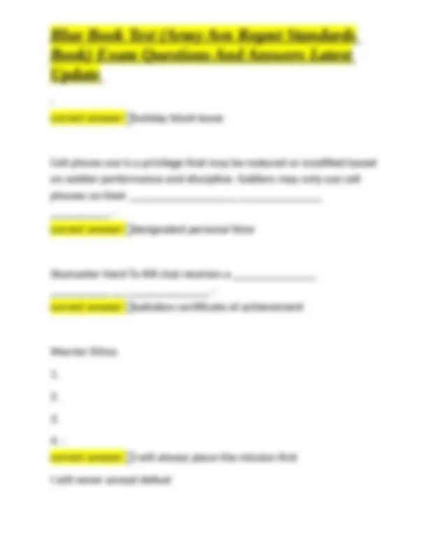 Blue Book Test (Army Avn Regmt Standards Book) Exam Questions And ...