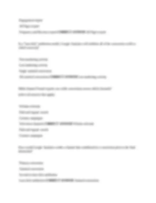 Google Analytics Certification Exam Questions and Answers | Exams Marketing | Docsity