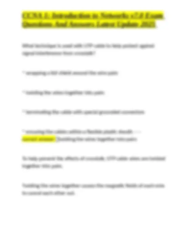 CCNA 1: Introduction to Networks v7.0 Exam Questions and Answers ...