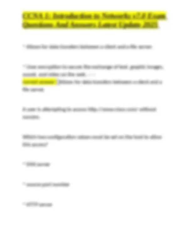CCNA 1: Introduction to Networks v7.0 Exam Questions and Answers ...