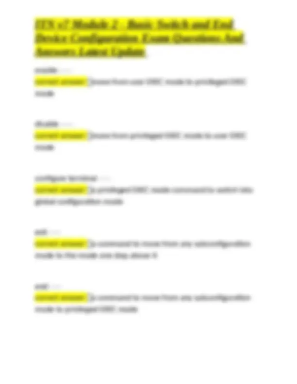 ITN v7 Module 2 - Basic Switch and End Device Configuration Exam Questions and Answers | Exams ...
