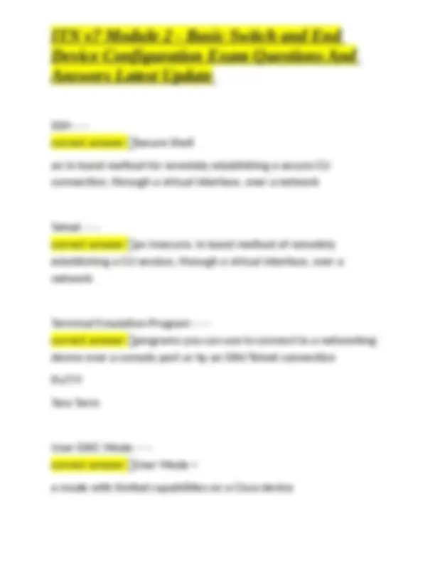 ITN v7 Module 2 - Basic Switch and End Device Configuration Exam Questions and Answers | Exams ...