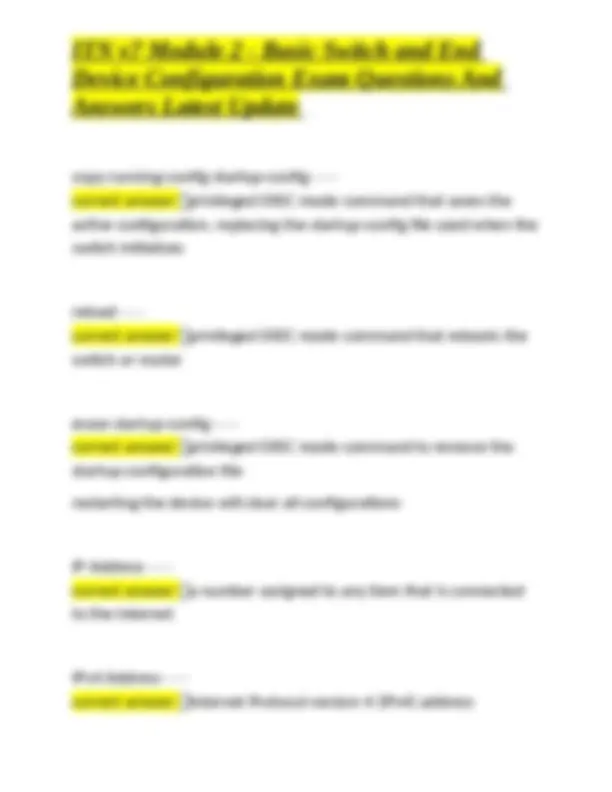 ITN v7 Module 2 - Basic Switch and End Device Configuration Exam Questions and Answers | Exams ...