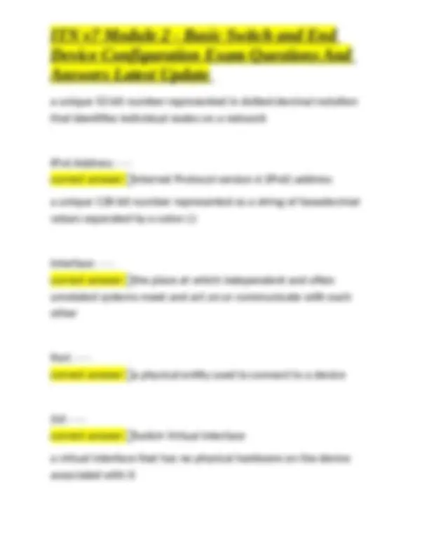 ITN v7 Module 2 - Basic Switch and End Device Configuration Exam Questions and Answers | Exams ...