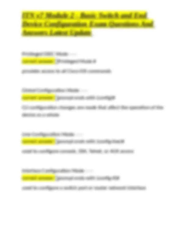 ITN v7 Module 2 - Basic Switch and End Device Configuration Exam Questions and Answers | Exams ...