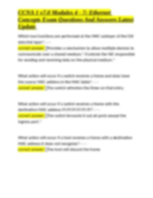 CCNA 1 v7.0 Modules 4 - 7: Ethernet Concepts Exam Questions And Answers | Exams Computer Science ...