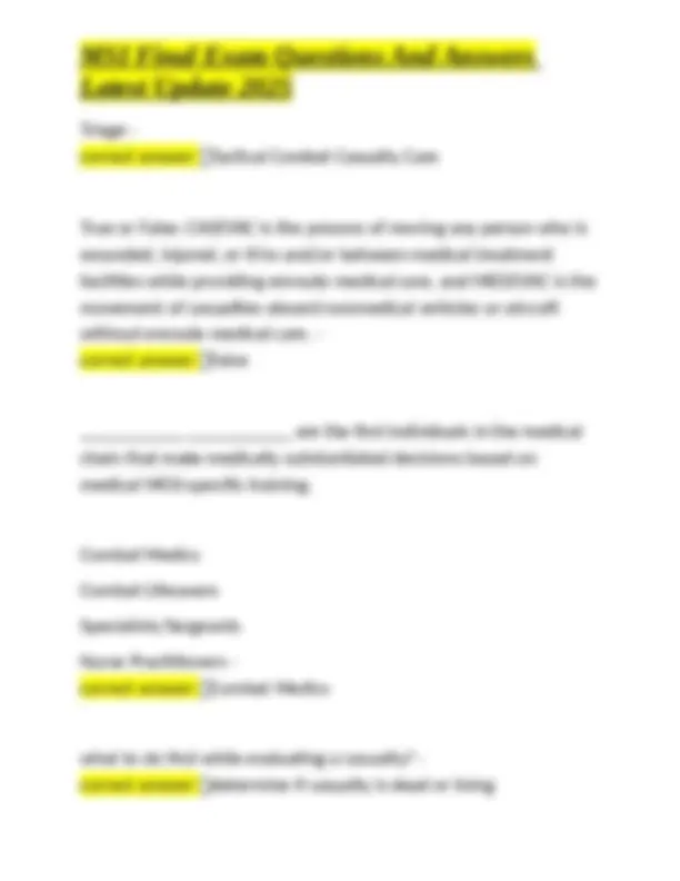 MSI Final Exam: Infantry Tactics and Procedures | Exams Military ...