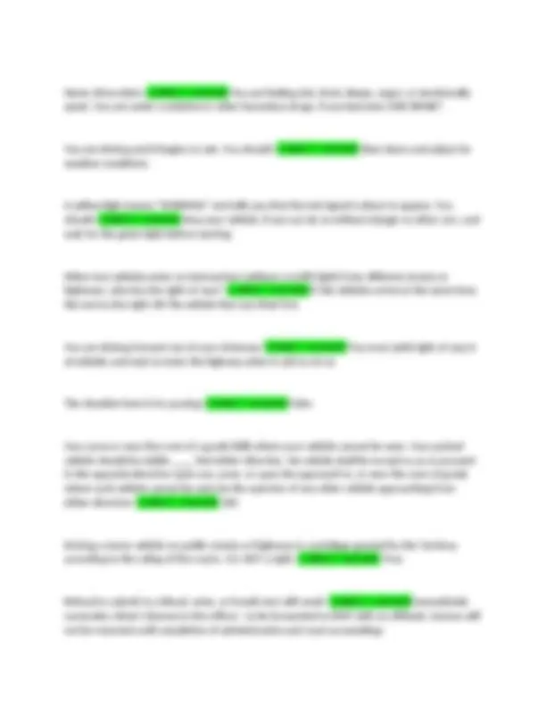 Guam Permit Written Test Practice Questions | Exams Law | Docsity