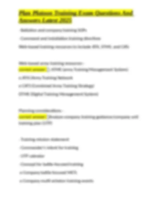 Platoon Training Exam: Army Doctrine & Techniques | Exams ...