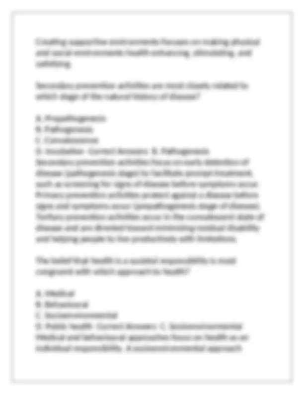 Health Promotion & Behavioural Change: Lecture 7 Questions | Exams ...