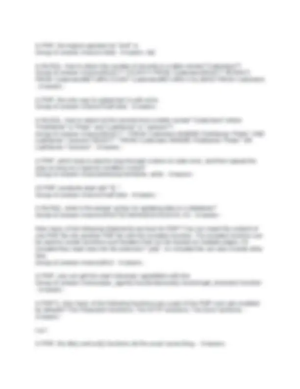 PHP and MySQL Exam Questions and Answers | Exams Computer Science | Docsity