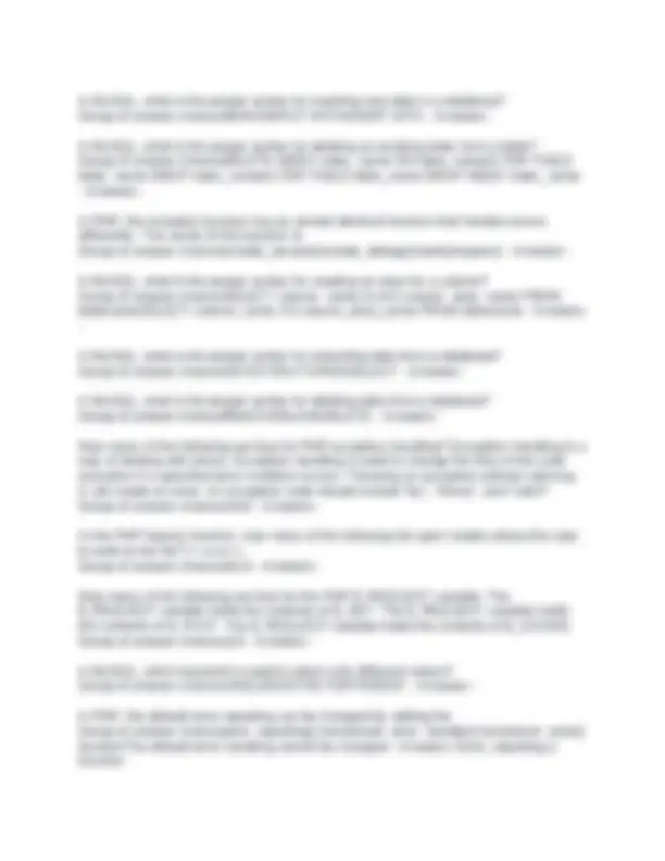 PHP and MySQL Exam Questions and Answers | Exams Computer Science | Docsity