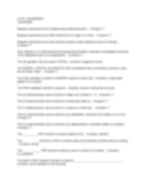 PHP Final Exam: Comprehensive Exercises and Questions | Exams Computer Science | Docsity