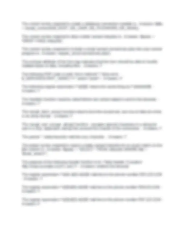 PHP Final Exam: Comprehensive Exercises and Questions | Exams Computer Science | Docsity