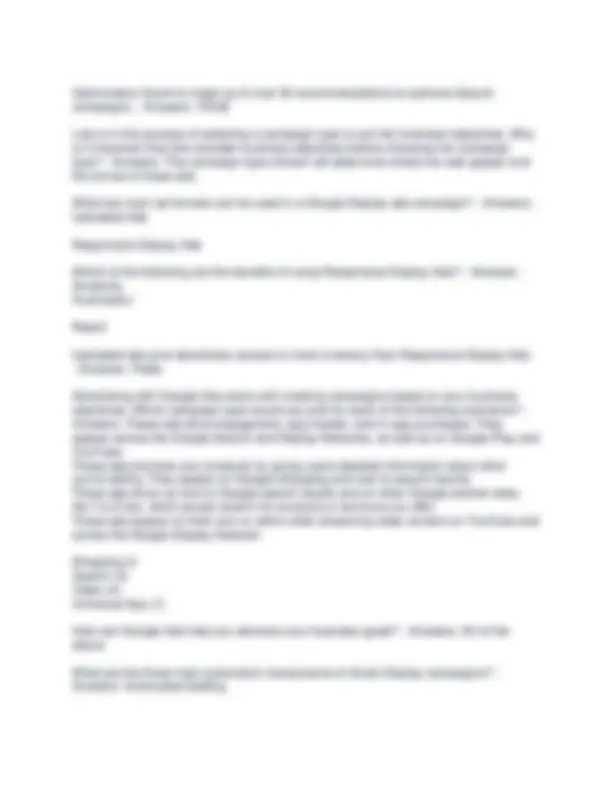 Google Ads Display Certification Exam Questions and Answers | Exams ...