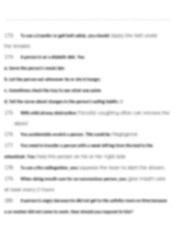 MOSBY'S ESSENTIALS FOR NURSING ASSISTANTS 7TH EDITION QUESTIONS WITH ...