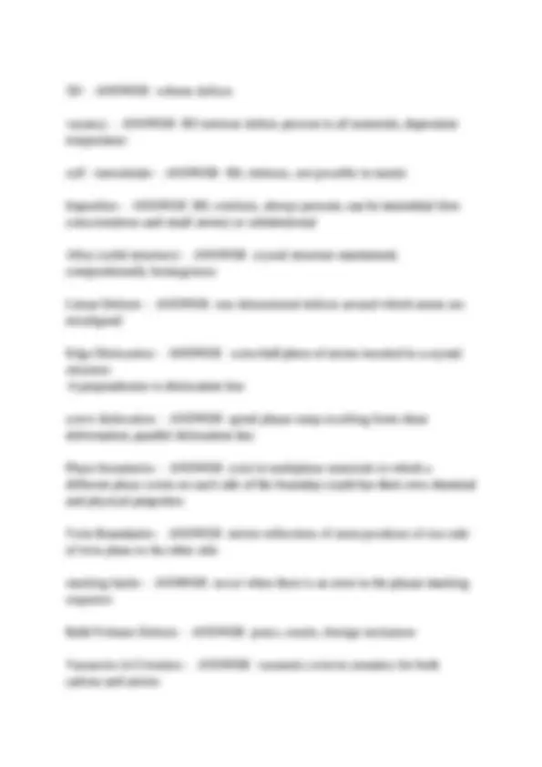 Materials Science Exam 1 Concepts: Questions and Answers | Exams Engineering | Docsity