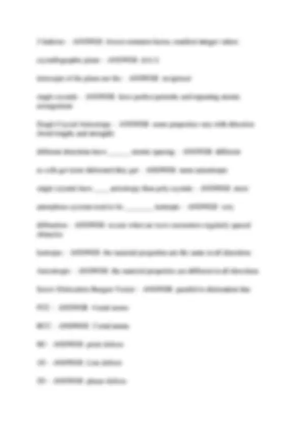 Materials Science Exam 1 Concepts: Questions and Answers | Exams Engineering | Docsity