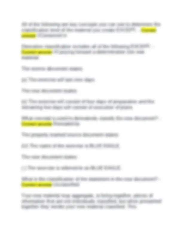 Derivative Classification: Questions and Answers | Exams Information Technology | Docsity