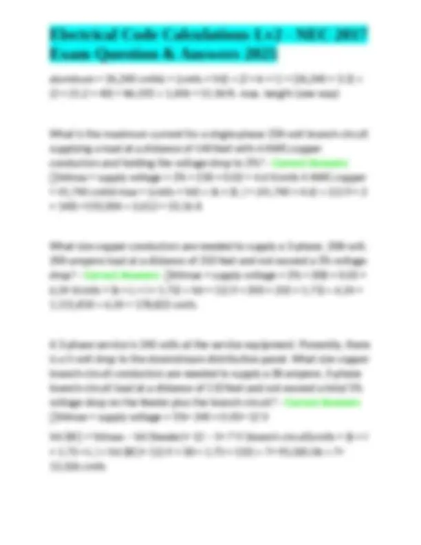 Electrical Code Calculations Lv2 - NEC 2017: Exam Questions and Answers ...